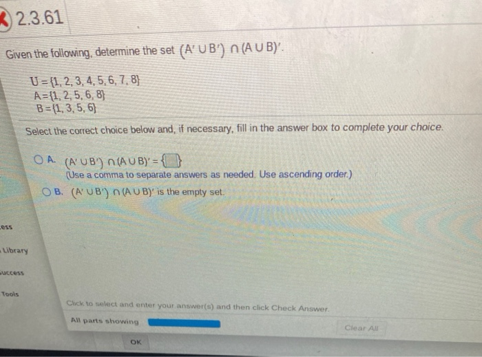 Solved 22.3.61 Given the following, determine the set (A' | Chegg.com