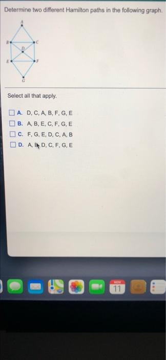 Solved Determine two different Hamilton paths in the | Chegg.com