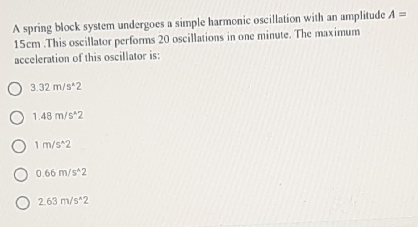 Solved A spring block system undergoes a simple harmonic | Chegg.com