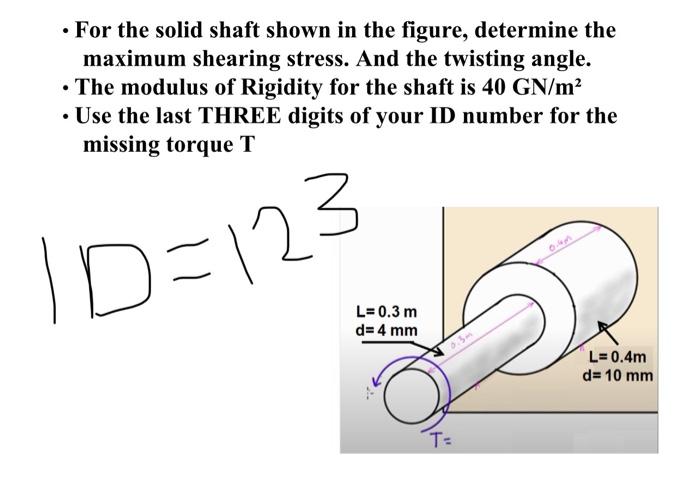 Solved • For the solid shaft shown in the figure, determine | Chegg.com