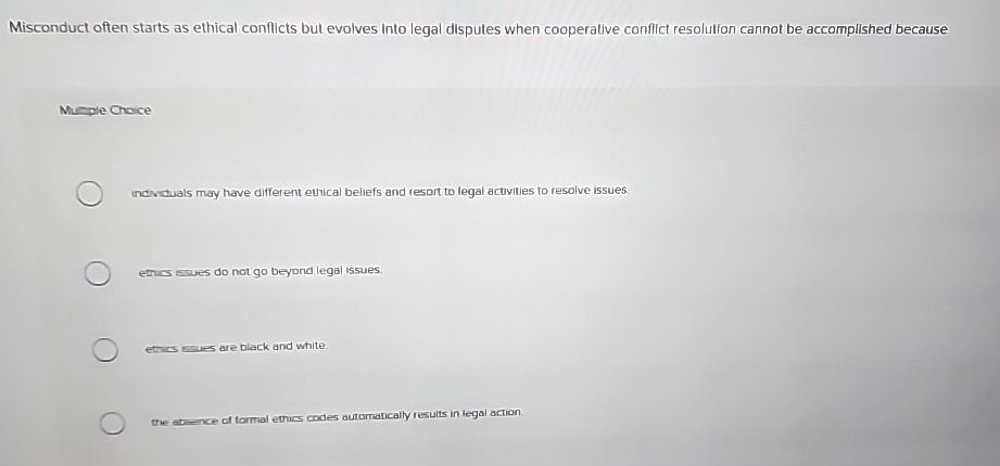 Solved Misconduct often starts as ethical conflicts but | Chegg.com