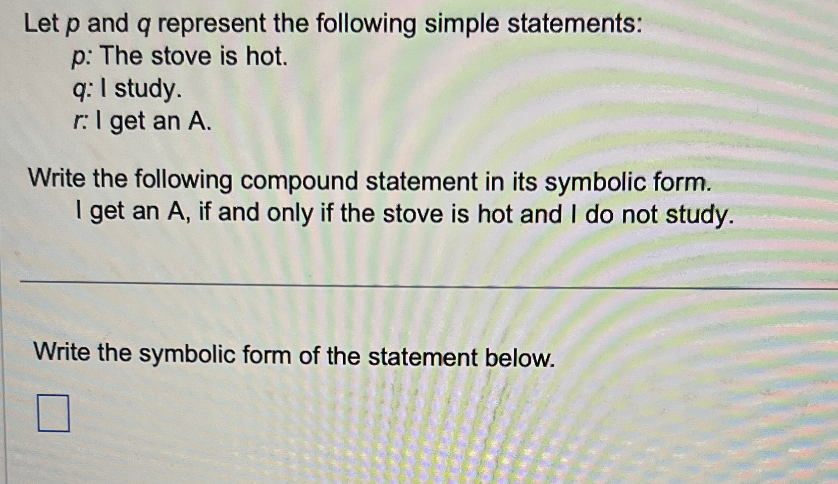 Solved Let p ﻿and q ﻿represent the following simple | Chegg.com