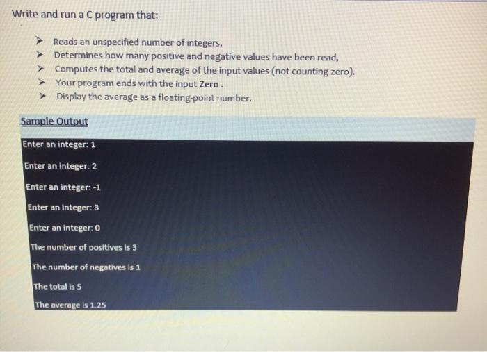Solved Write and run a C program that: Reads an | Chegg.com