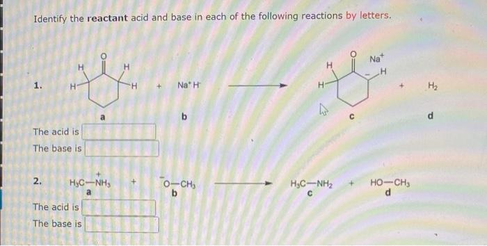 Solved Identify the reactant acid and base in each of the | Chegg.com