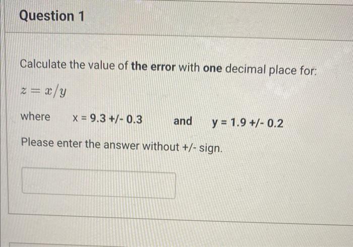 Solved Calculate the value of the error with one decimal | Chegg.com