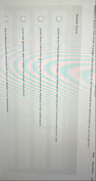 Solved Research snows that when a juage ruies eviaence to de | Chegg.com