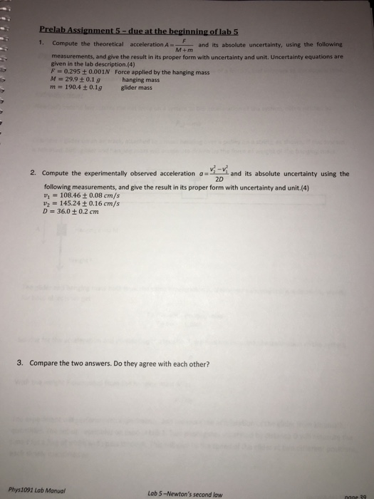 Solved Prelab Assignment 5 - due at the beginning of lab 5 | Chegg.com
