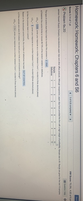 Solved Homework Homework Chapters 6 And S6 Save Score