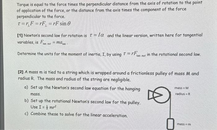Solved Torque is equal to the force times the perpendicular | Chegg.com