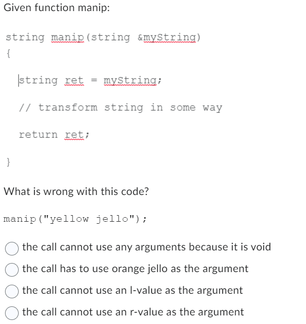 Solved What is wrong with this code?manip("yellow | Chegg.com