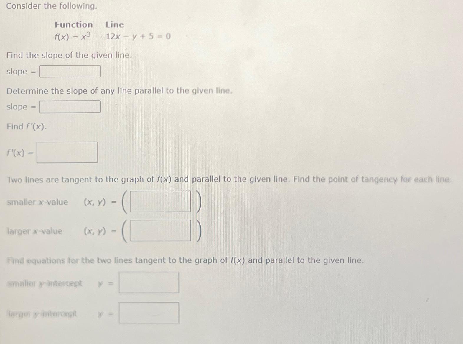Solved Consider the following. ﻿Function Line | Chegg.com