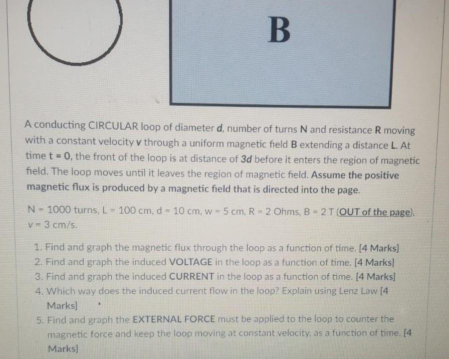 Solved B A conducting CIRCULAR loop of diameter d. number of | Chegg.com