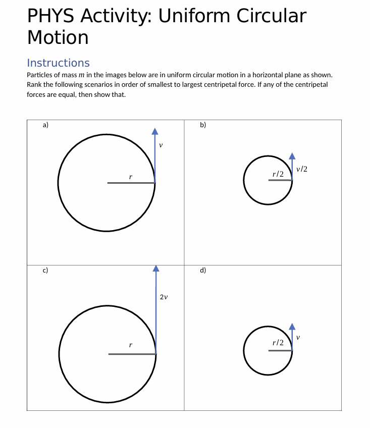 Solved PHYS Activity: Uniform Circular Motion Instructions | Chegg.com