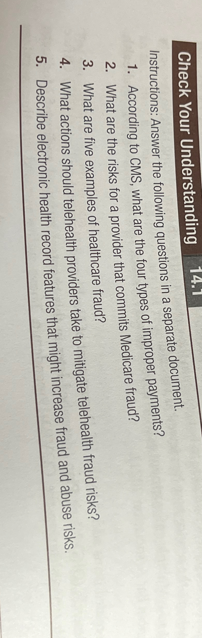 Solved Check Your UnderstandingInstructions: Answer the | Chegg.com