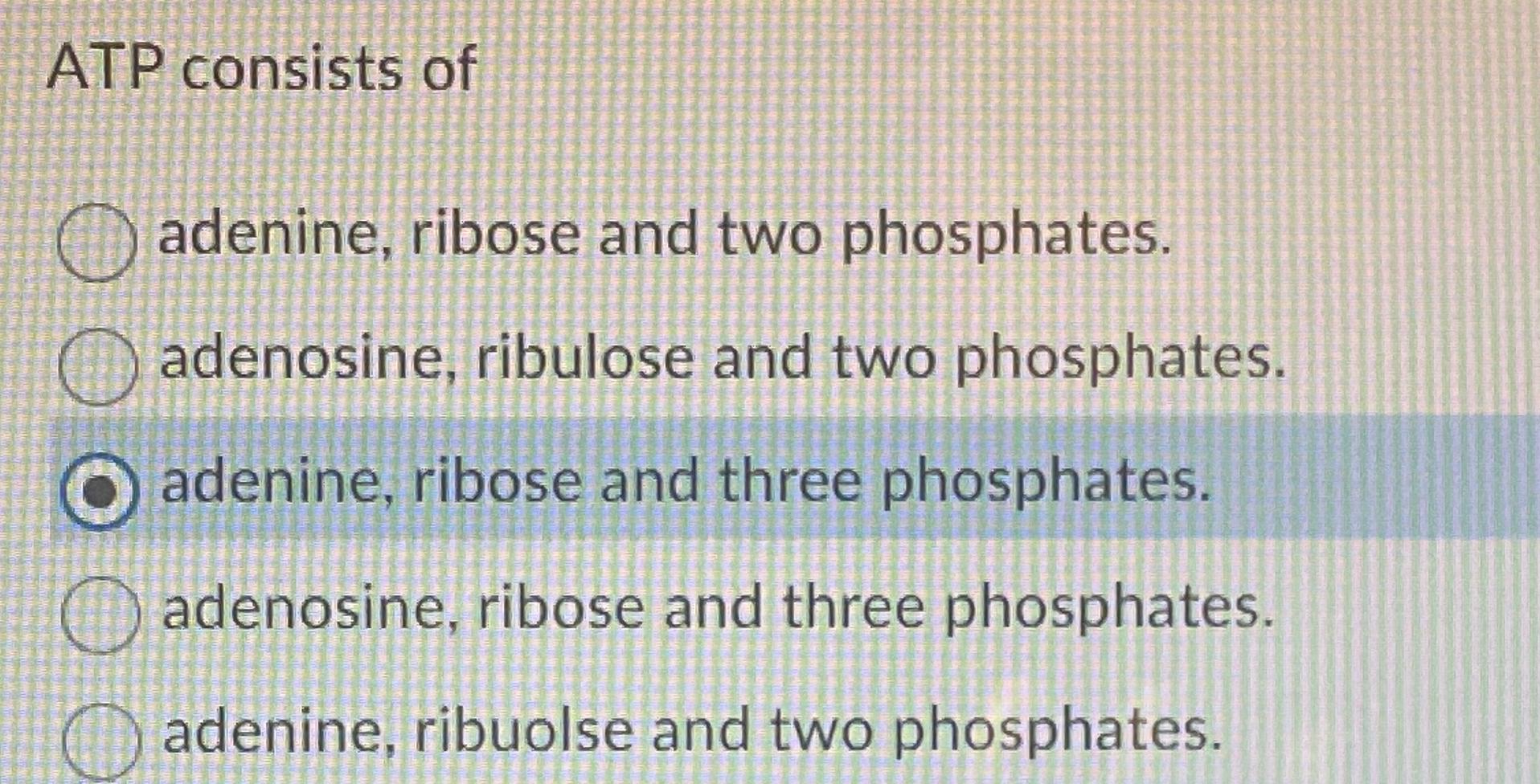 Solved ATP consists ofadenine, ribose and two | Chegg.com