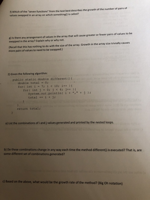 Solved Part 1: 1) Given the following algorithm: public | Chegg.com