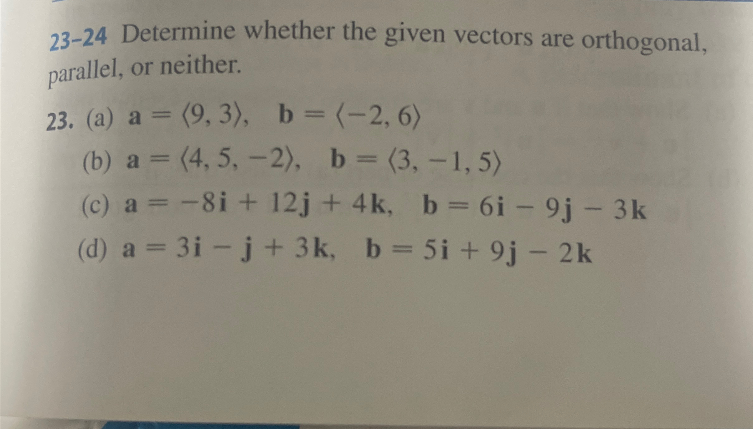 Solved 23 24 ﻿determine Whether The Given Vectors Are