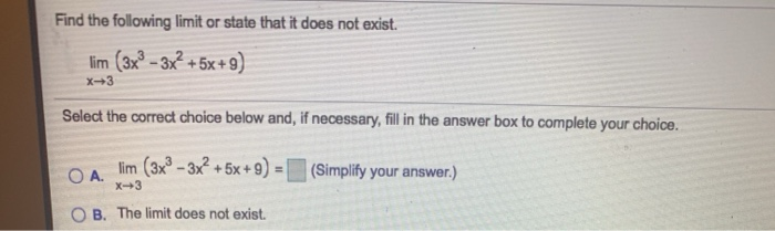Solved Find the following limit or state that it does not | Chegg.com