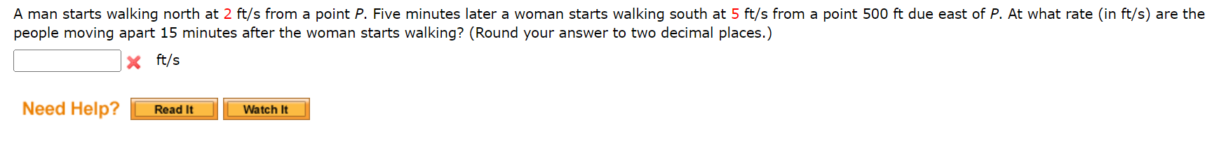 Solved A man starts walking north at 2fts ﻿from a point P. | Chegg.com