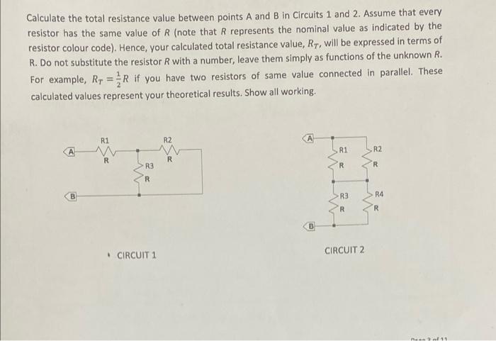 Solved Calculate the total resistance value between points A | Chegg.com