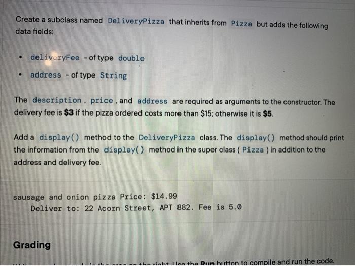 Solved Create A Class Named Pizza With The Following Data 