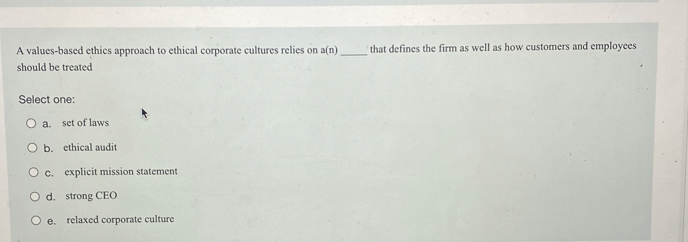 Solved A values-based ethics approach to ethical corporate | Chegg.com
