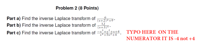Solved Problem 2 (8 ﻿Points)Part a) ﻿Find the inverse | Chegg.com