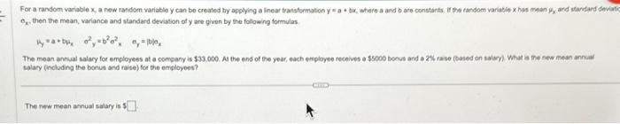 Solved For a random variable x, a new random variable y can | Chegg.com