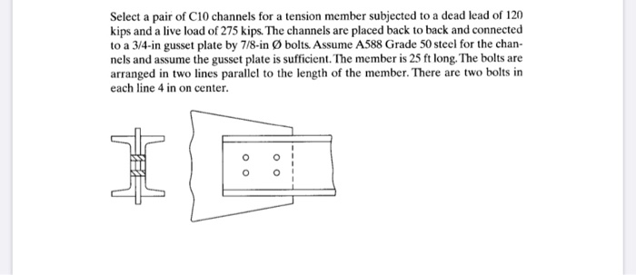 Solved Select a pair of C10 channels for a tension member | Chegg.com