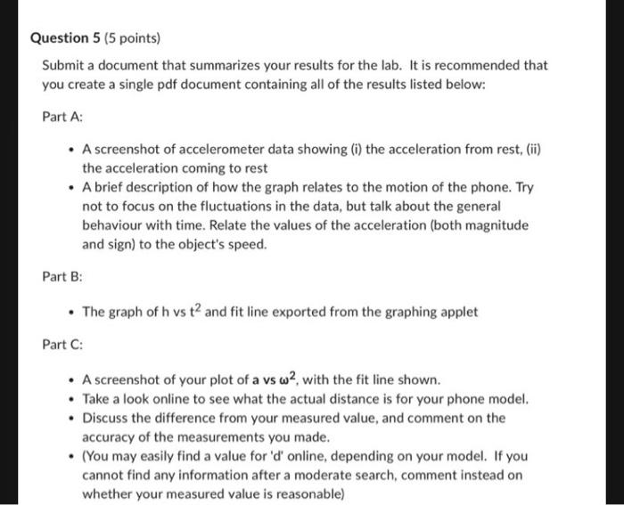 Question 5 ( 5 points) Submit a document that | Chegg.com