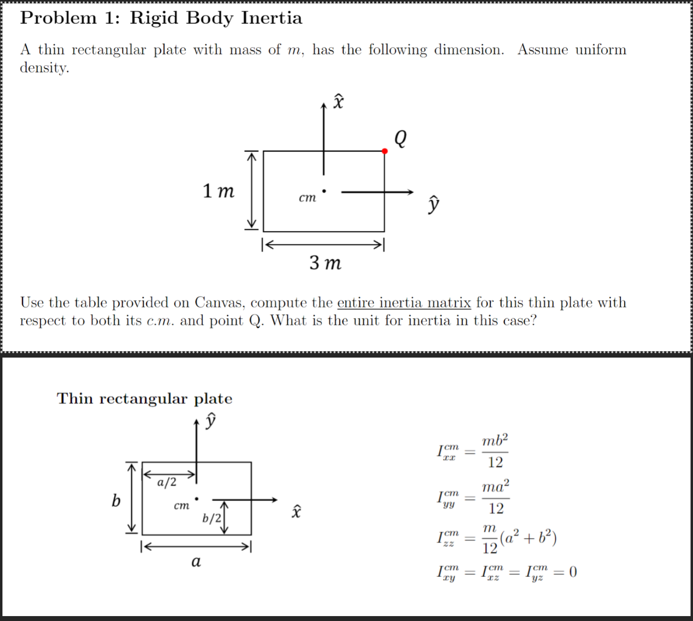 Solved Problem 1: Rigid Body InertiaA thin rectangular plate | Chegg.com Solved Problem 1: Rigid Body InertiaA thin rectangular plate | Chegg.com