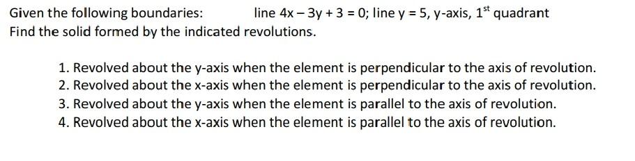 Solved Given the following boundaries: line 4x – 3y + 3 = 0; | Chegg.com