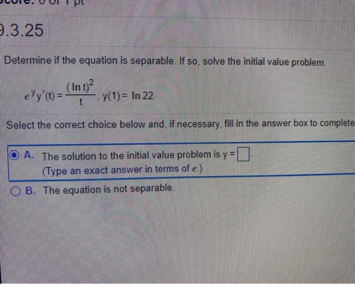 Solved Determine if the equation is separable. If so , solve | Chegg.com