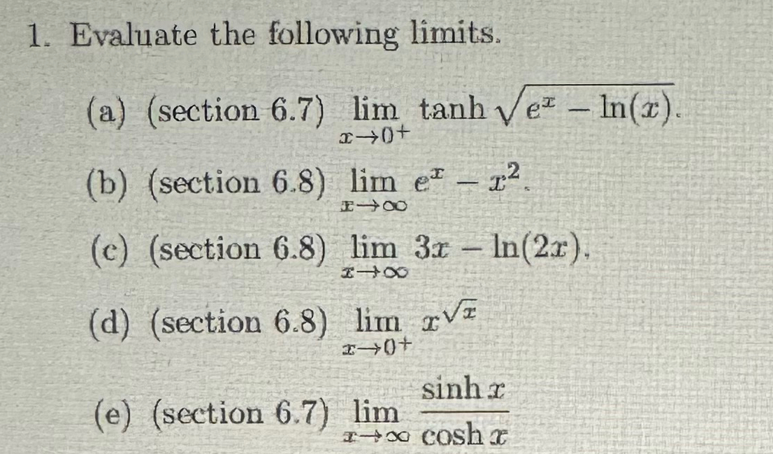 Solved Evaluate the following limits.(a) (section | Chegg.com