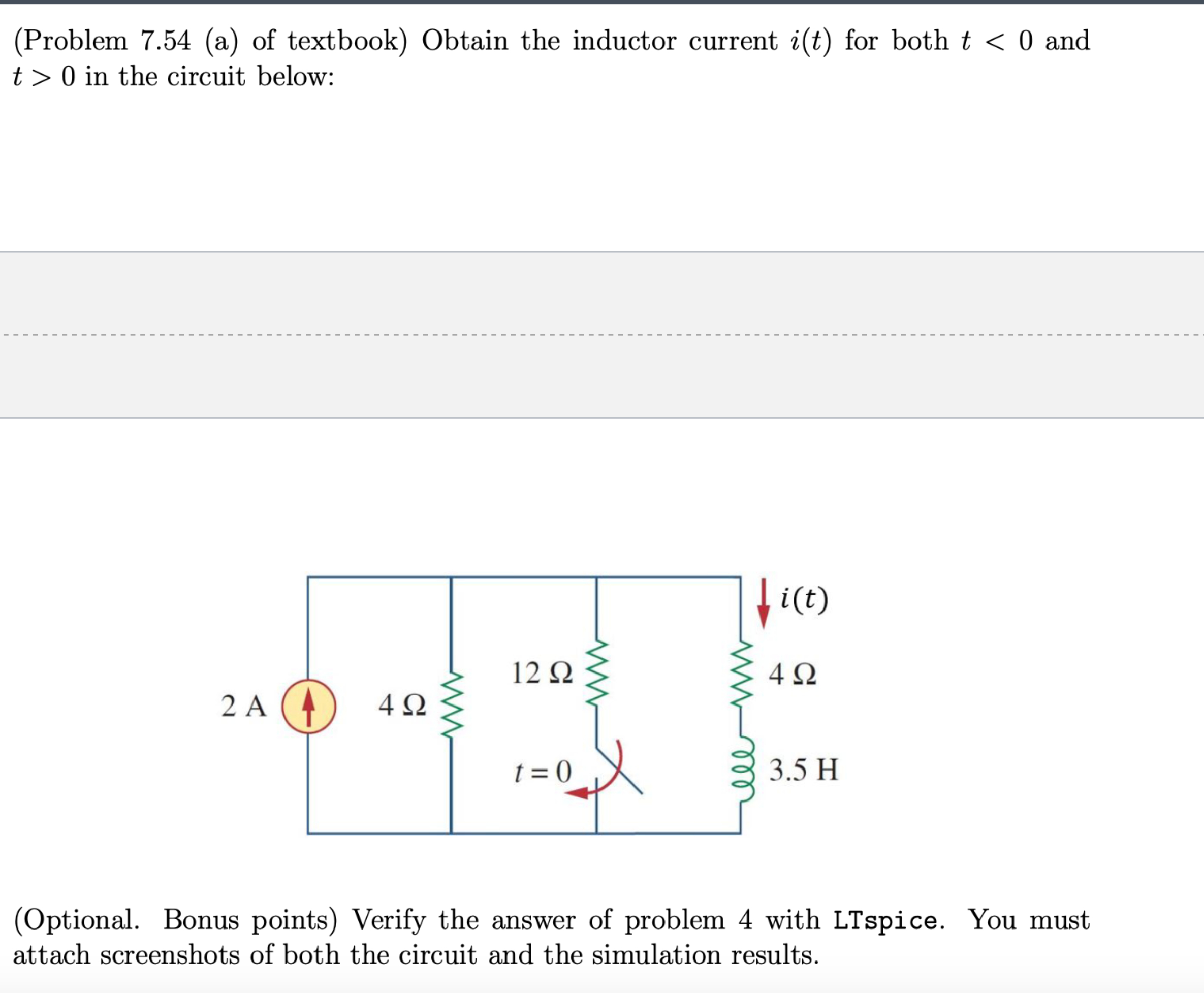 Obtain the inductor current i(t) ﻿for both t