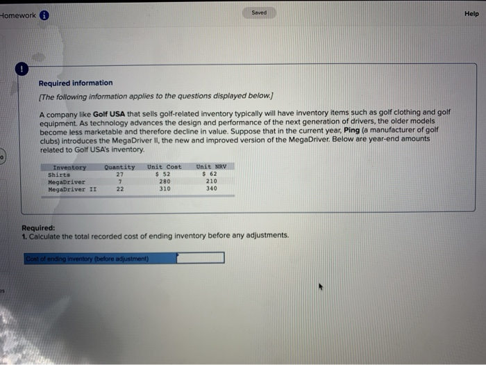 Solved Saved Homework Help Required information (The | Chegg.com