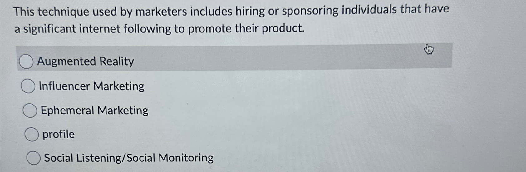 Solved This technique used by marketers includes hiring or | Chegg.com