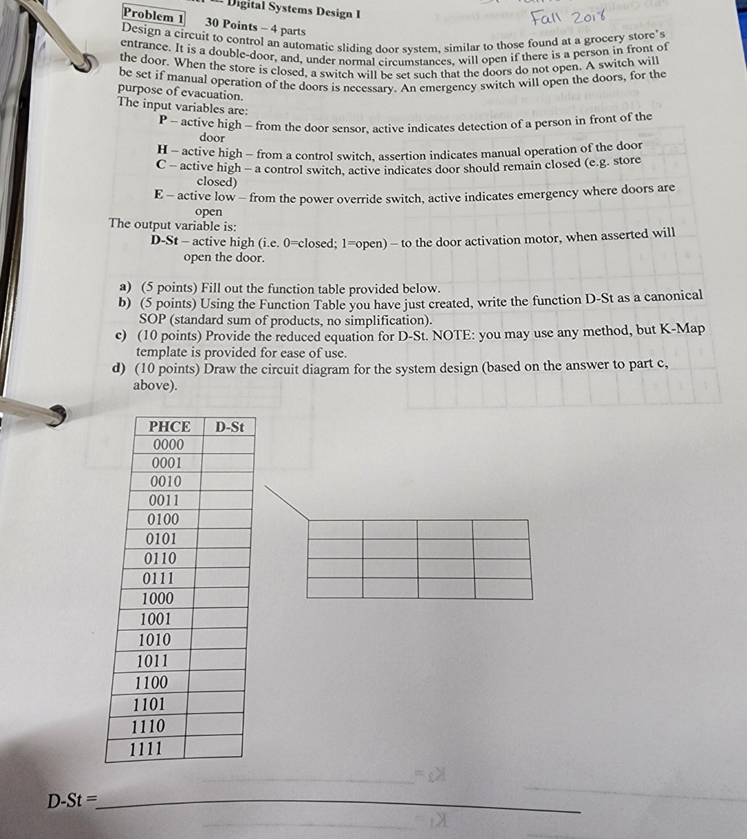 Solved Problem 1,30 ﻿Points -4 ﻿partsDesign a circuit to | Chegg.com