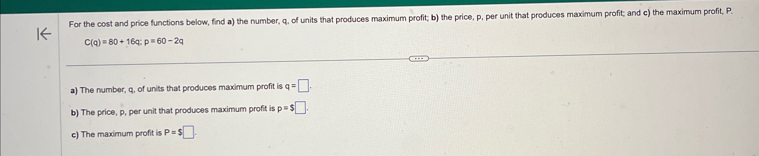 Solved For the cost and price functions below, find a) ﻿the | Chegg.com