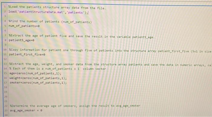 Solved Data for some patients was saved in the MATLAB | Chegg.com