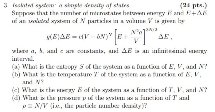 Solved 3 Isolated System A Simple Density Of States 24