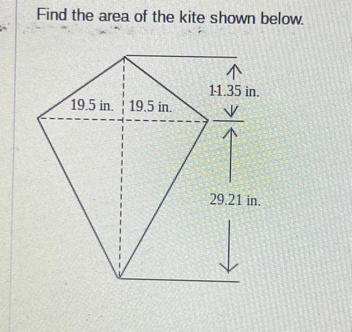Solved Find the area of the kite shown below. 19.5 in. 19.5 | Chegg.com