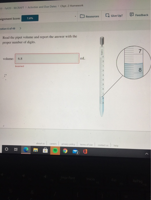 Solved read the pipet volume and report the answer with the | Chegg.com