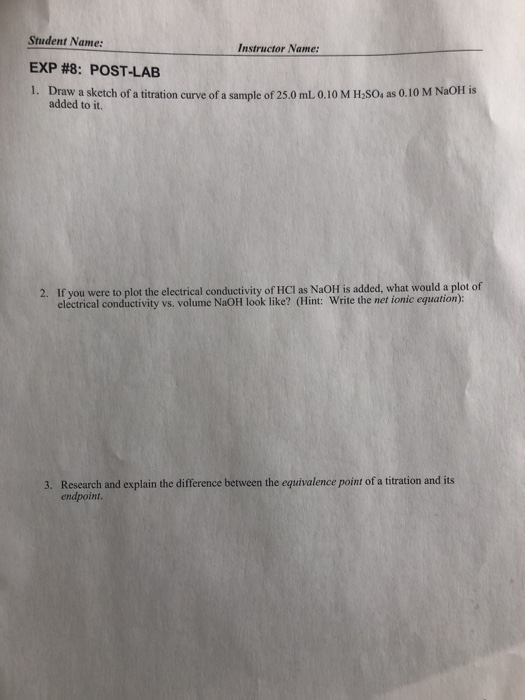 Solved Student Name: Instructor Name: EXP # 8 : POST-LAB 1. | Chegg.com