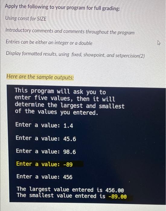 Solved Write a C++ program using const for SIZE that lets | Chegg.com