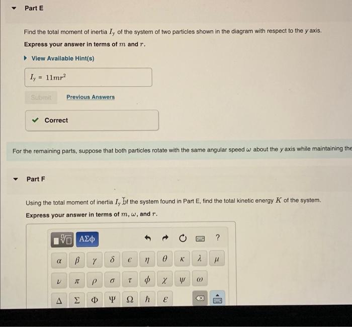 Solved Find the total moment of inertia Iy of the system of | Chegg.com