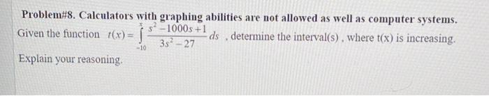 Solved Problem\#8. Calculators with graphing abilities are | Chegg.com