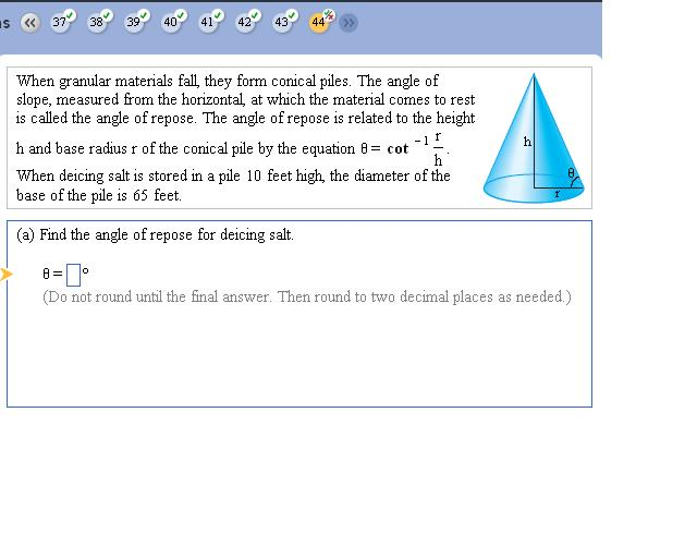 Solved When granular materials fall, they form conical | Chegg.com