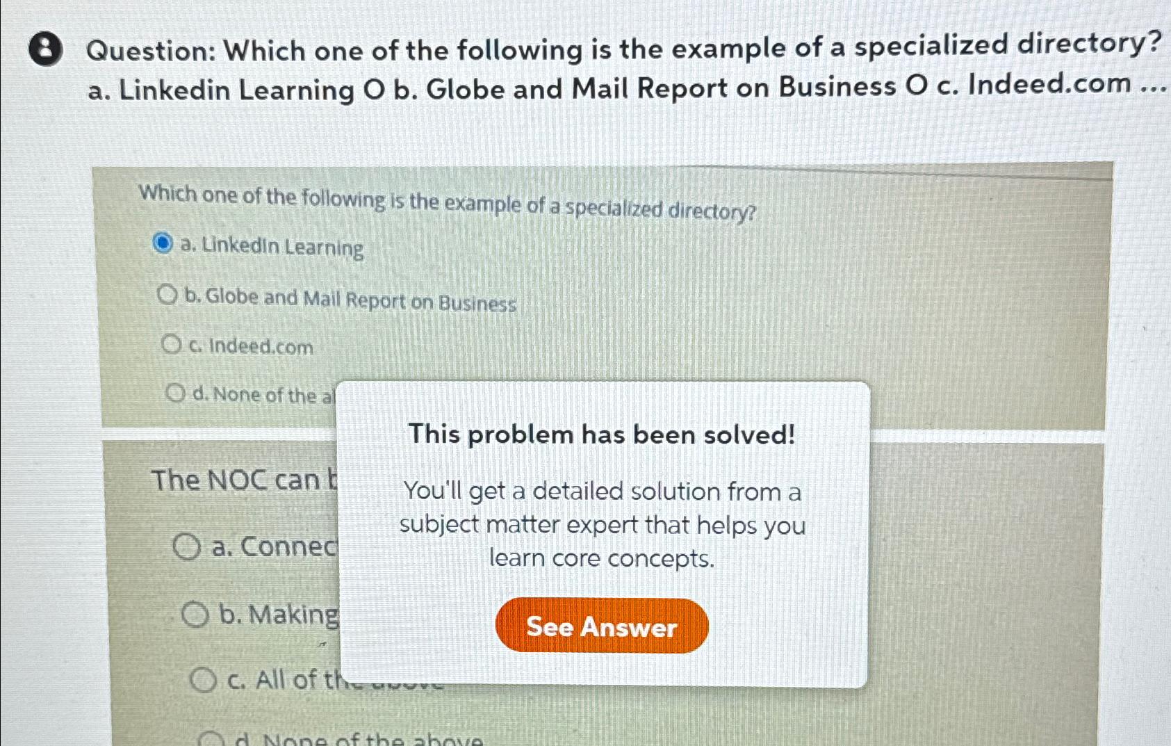 Solved (8) ﻿Question: Which one of the following is the | Chegg.com