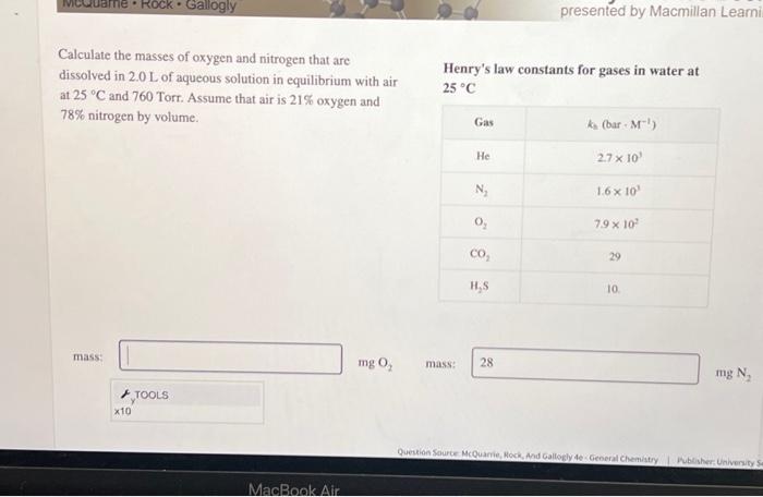 Solved Calculate the masses of oxygen and nitrogen that are | Chegg.com